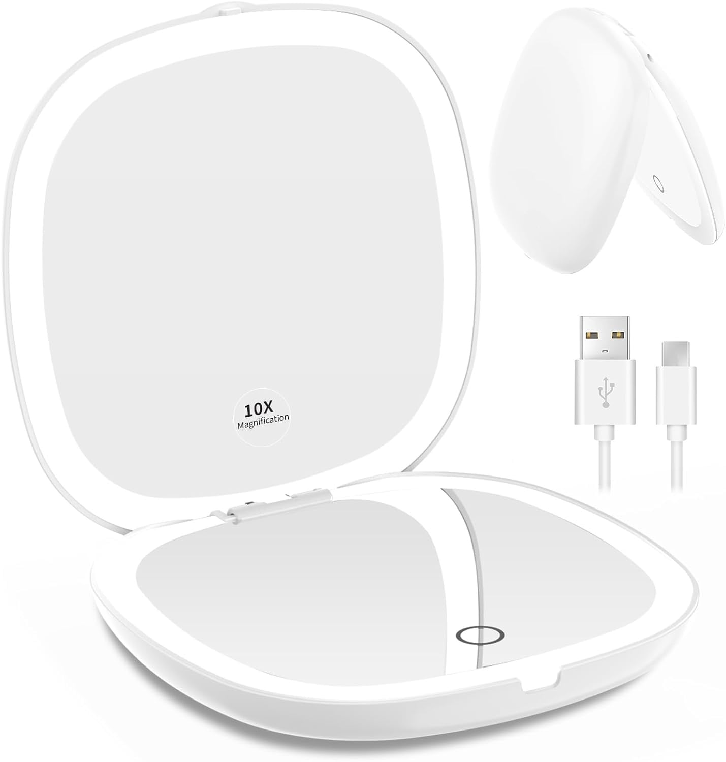 Siloon Compact Mirror with Light, 1X/10X Magnification LED Pocket ...