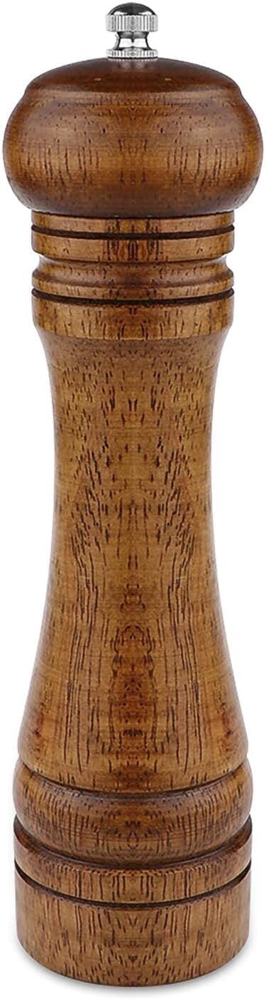 Siloon Pepper Grinder - 8 inch Pepper Mill Oak Wooden Pepper Mill ...
