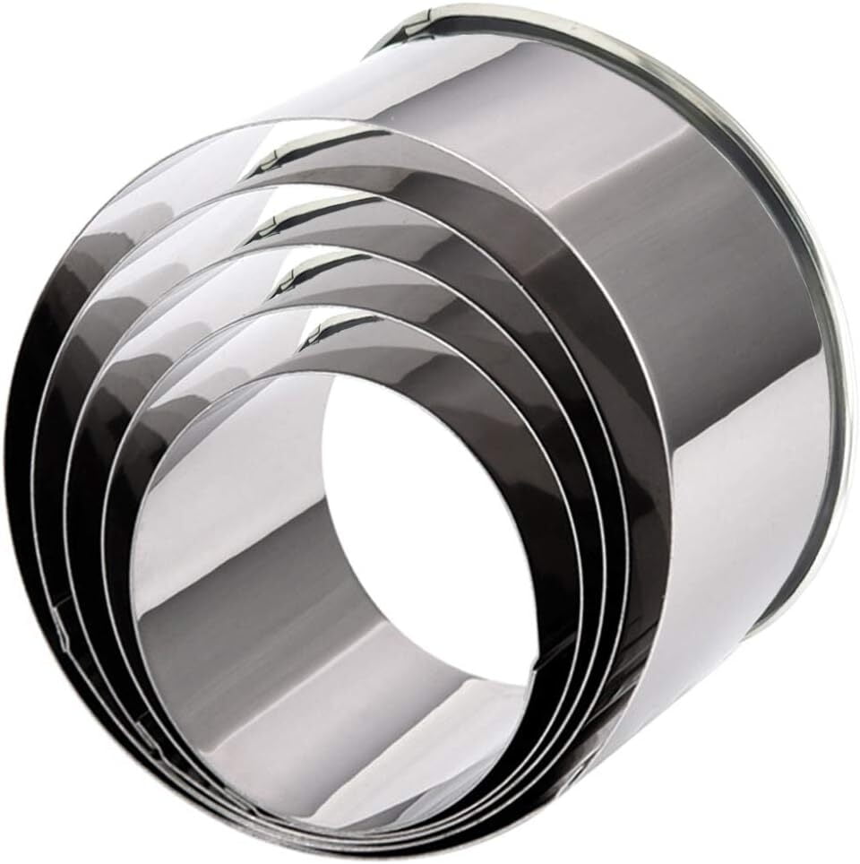 Siloon Round Cookie Cutter Set-5 pcs Stainless Steel Circle Biscuit ...