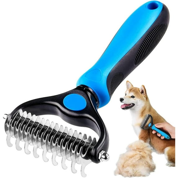 Wattne Siloon Undercoat Rake, Double Sided Deshedding Brush for Dogs ...