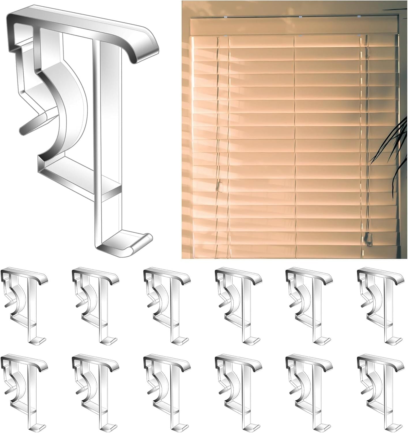 Siloon Valance Clips 2inch 12pcs Clear Plastic Hidden Retainer Holder ...