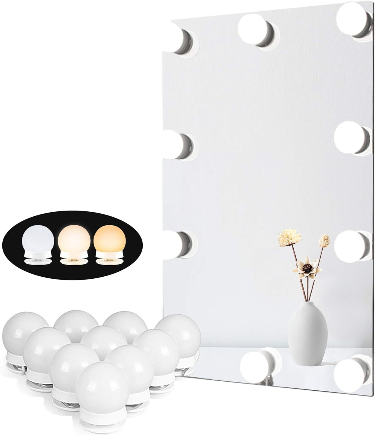Siloon Vanity Lights for Mirror,DIY Hollywood Lighted Makeup Vanity Mirror Dimmable Lights,Stick ...