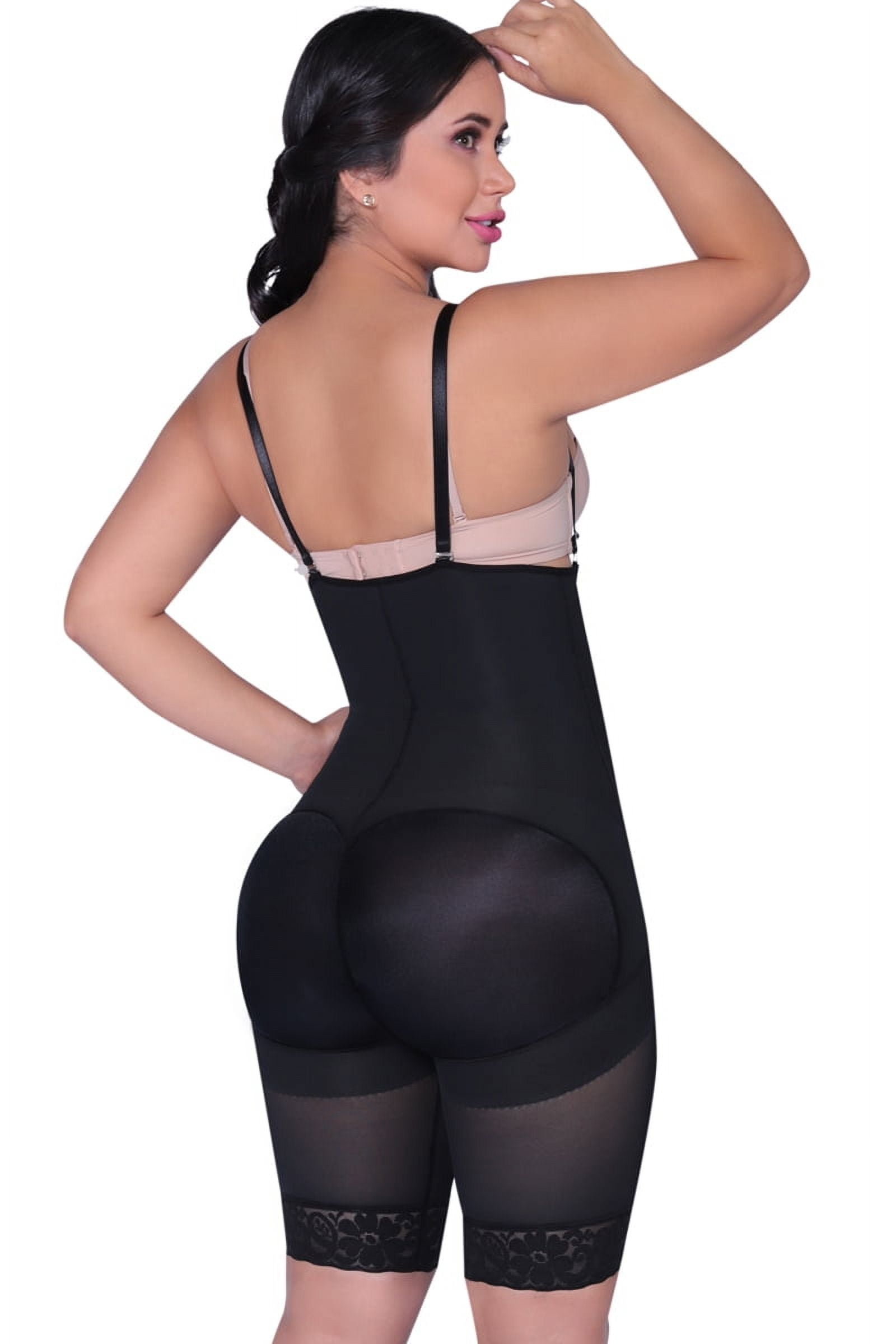 High Compression Braless Mid-Thigh Minimizer Bodysuit-Black-S - Walmart.com