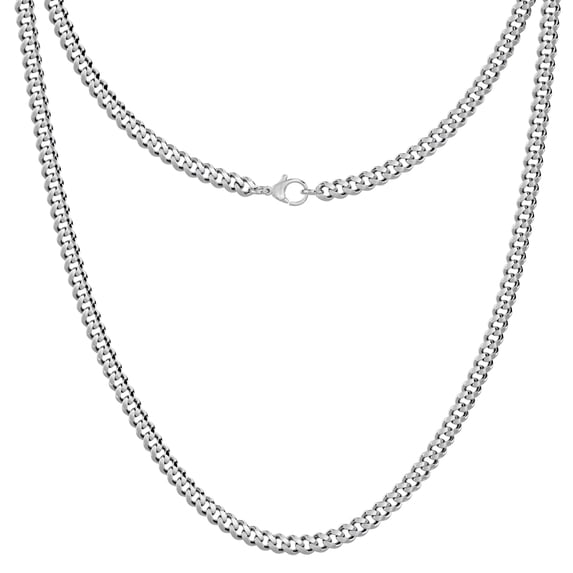 Silvadore UK 4mm Silver Cuban Link Chain for Men Women - Real Stainless ...