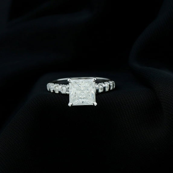 Silvago Jewel 14K White Gold Over Ring Gifts - 2.2 Ct Princess Cut ...
