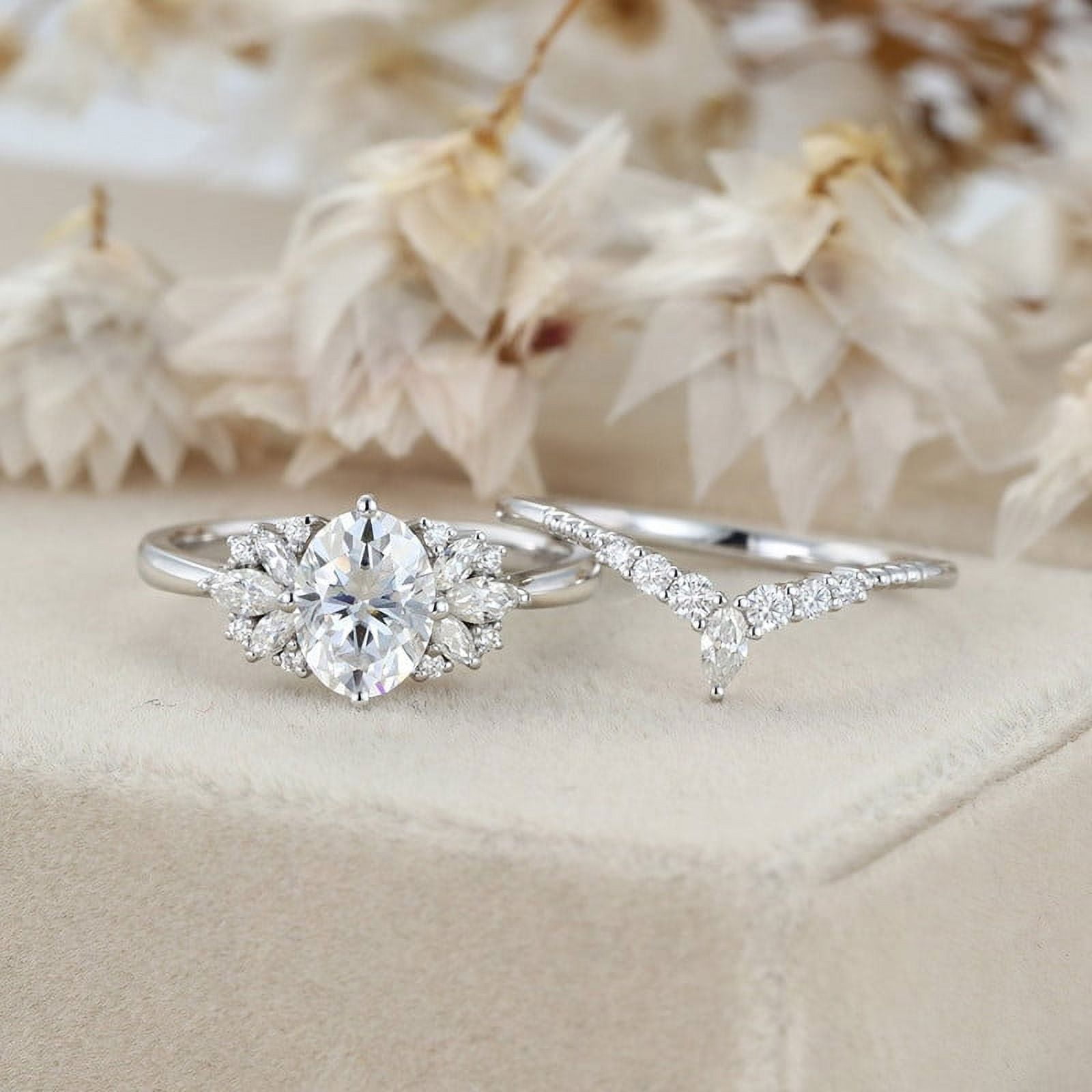 Silvago Jewel 14K White Gold Plated Rings - 2 Ct Oval Cut Diamond Ring ...