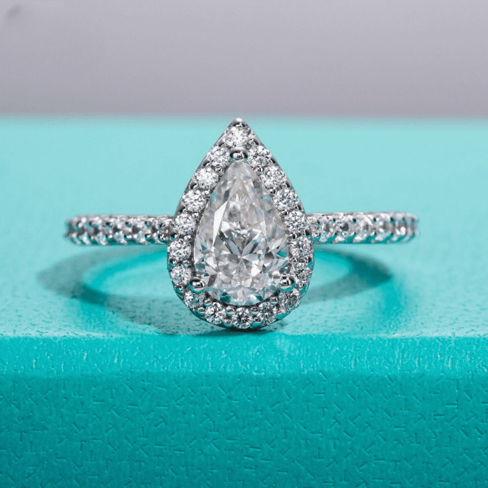 Silvago Jewel 2.3 Ct Pear Cut Lab Created Diamond Engagement Ring - 14K ...