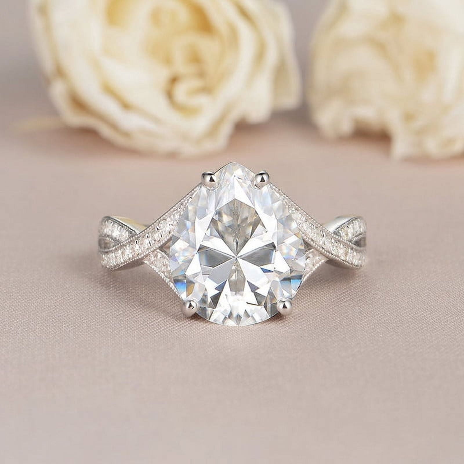 Silvago Jewel Pear Cut 3 Ct Lab Created Diamond Wedding Anniversary ...