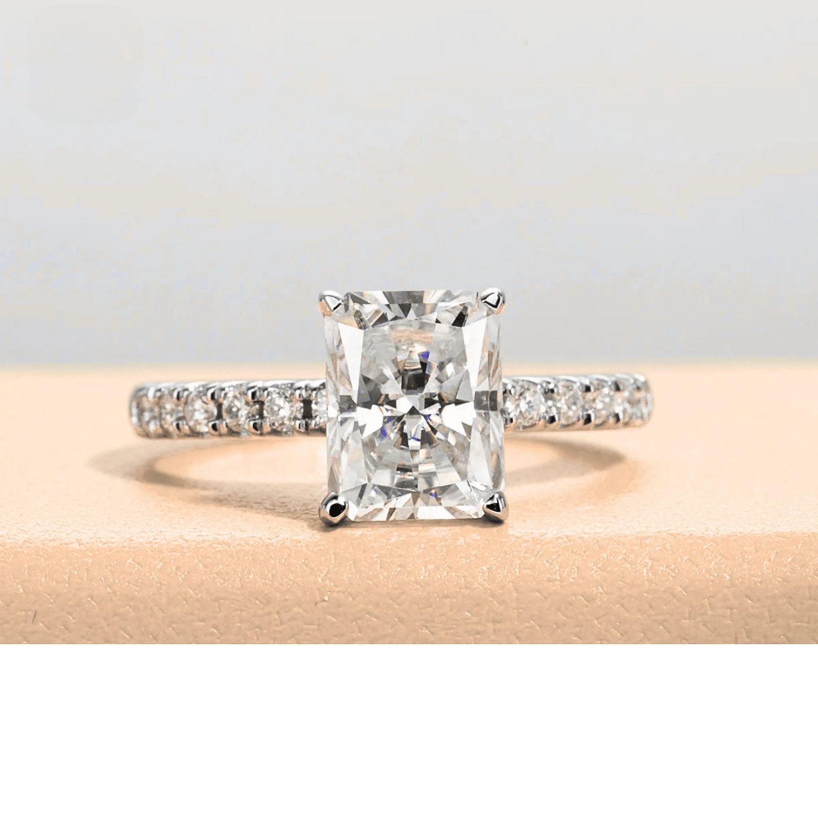 Silvago Jewel White Gold Over 14K Silver Diamond Ring - Radiant Cut ...