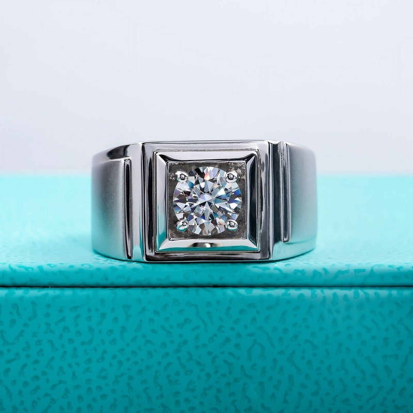 Silvago Jewel White Gold Over 14k Silver Diamond Men's Rings - 1.1 Ct ...