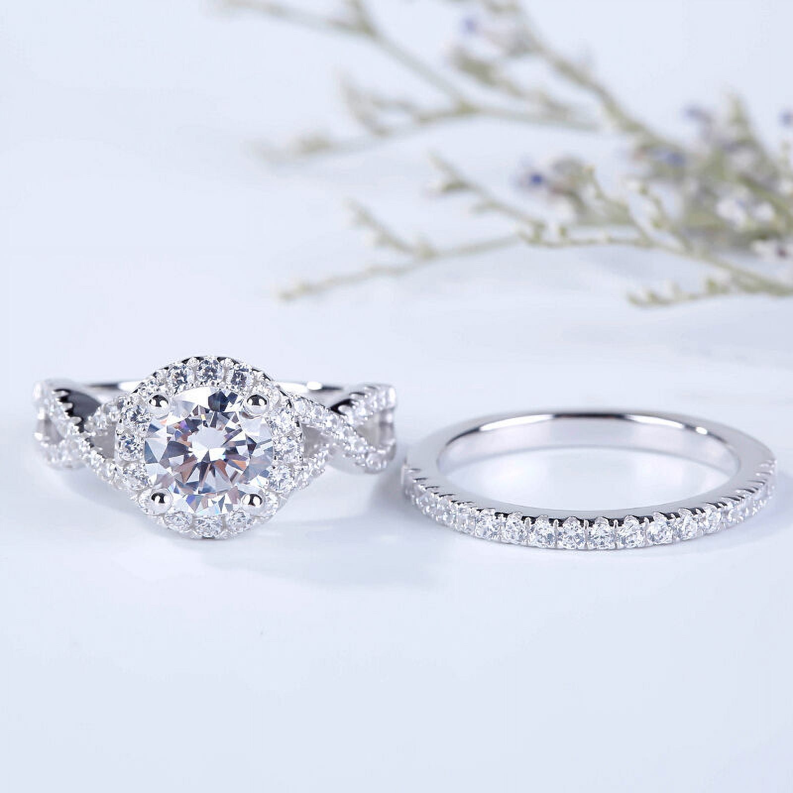 Silvago Jewel White Gold Plated 14K Diamond Ring - 1.8 Ct Oval ...