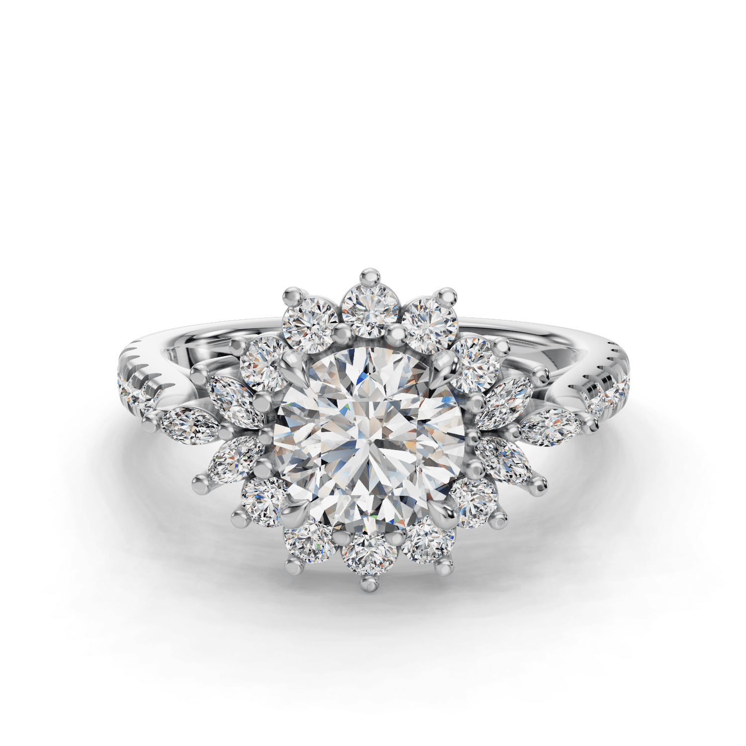 Silvago Jewelry 1.49 Ct Round Cut Halo Engagement Ring – Lab Moissanite ...