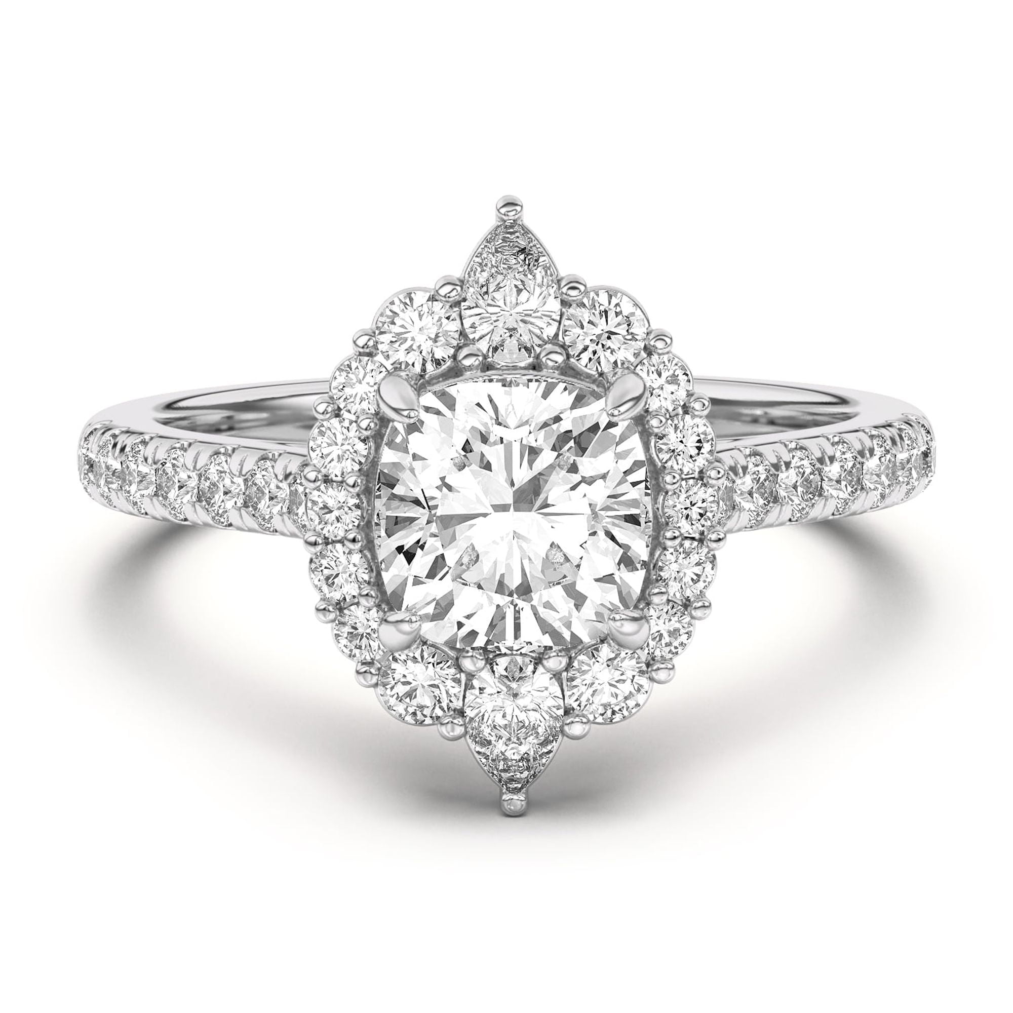 Silvago Jewelry 1.81 Ct Cushion Cut Moissanite Solitaire Ring - Halo ...