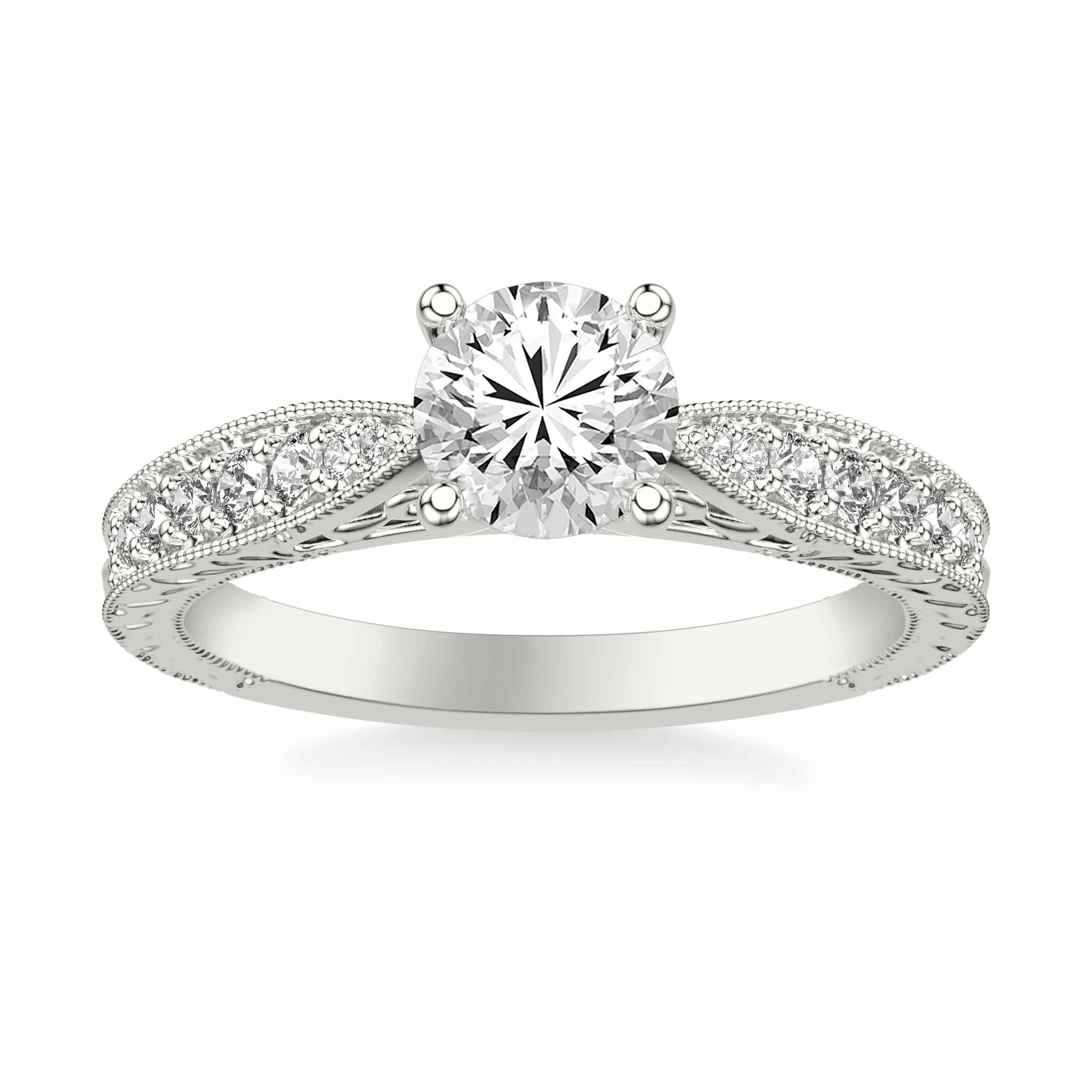 Silvago Jewelry Vintage Inspired 1.06 Ct Round Cut Moissanite Ring ...