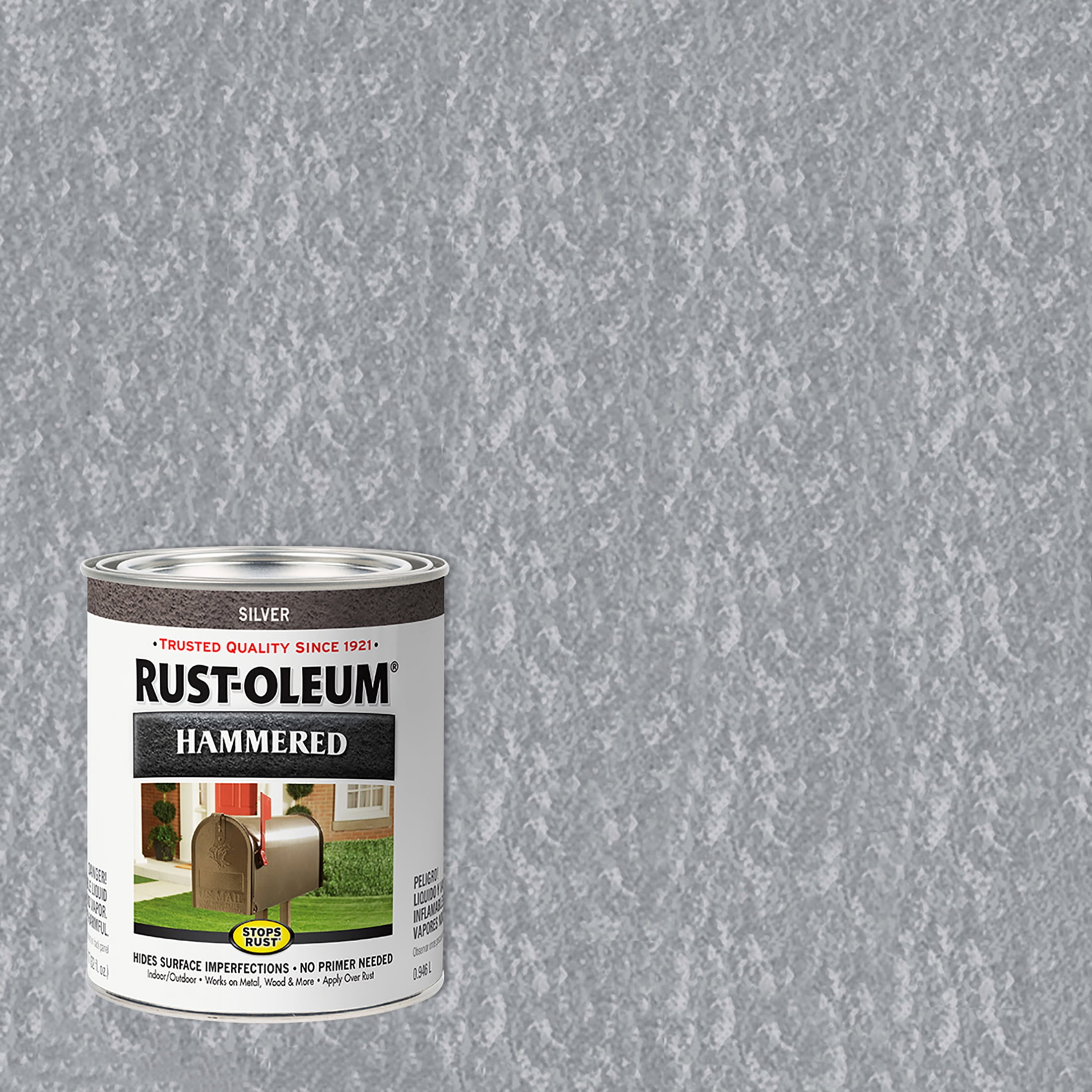 2 Pack, Silver(100 VOC), Rust-Oleum Stops Rust Hammered Paint- Quart ...