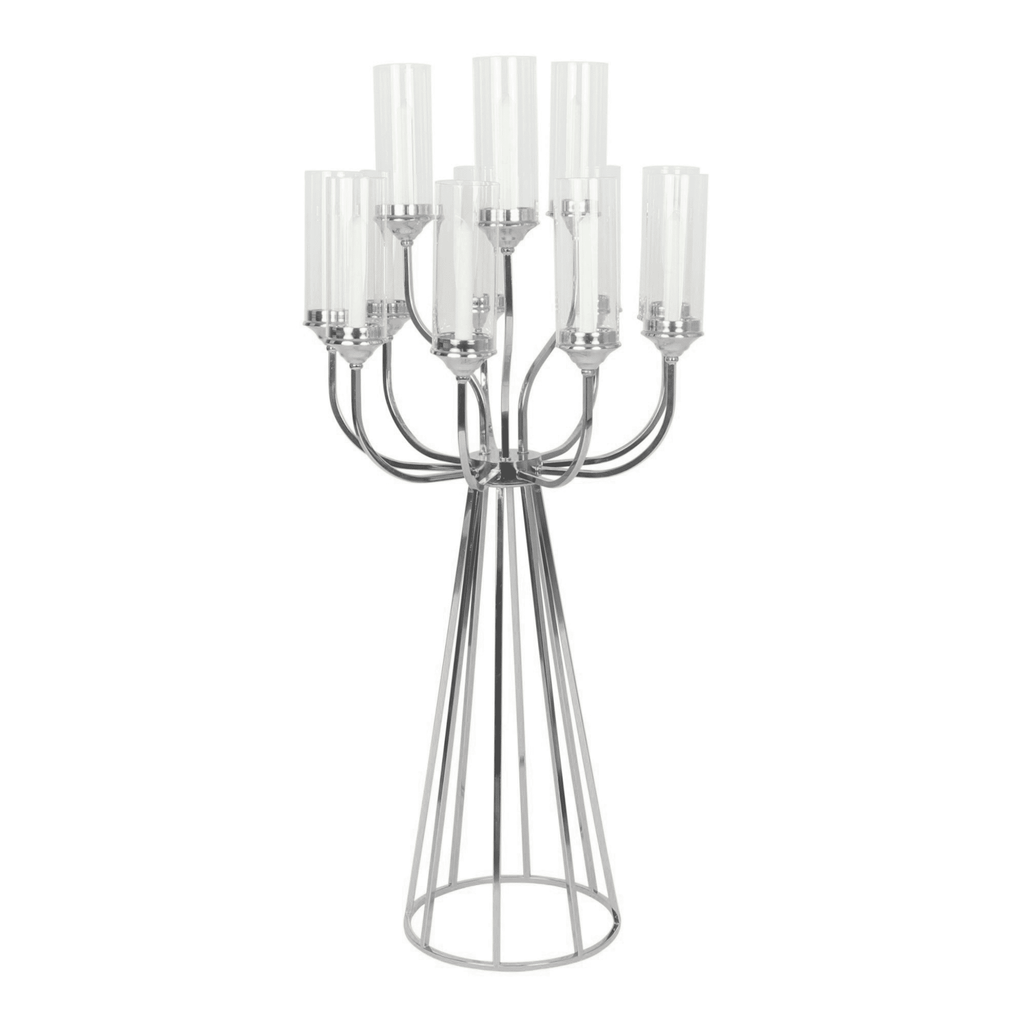 Silver 12 Arms Candle Holder Wedding Candelabra Metal Table Centerpiece ...