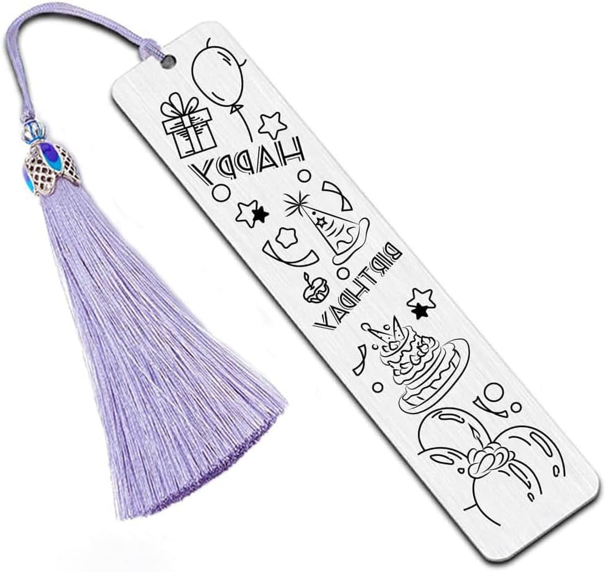 Silver 1pc Happy Birthday Bookmark Stainless Steel Bookmarks with Nylon ...