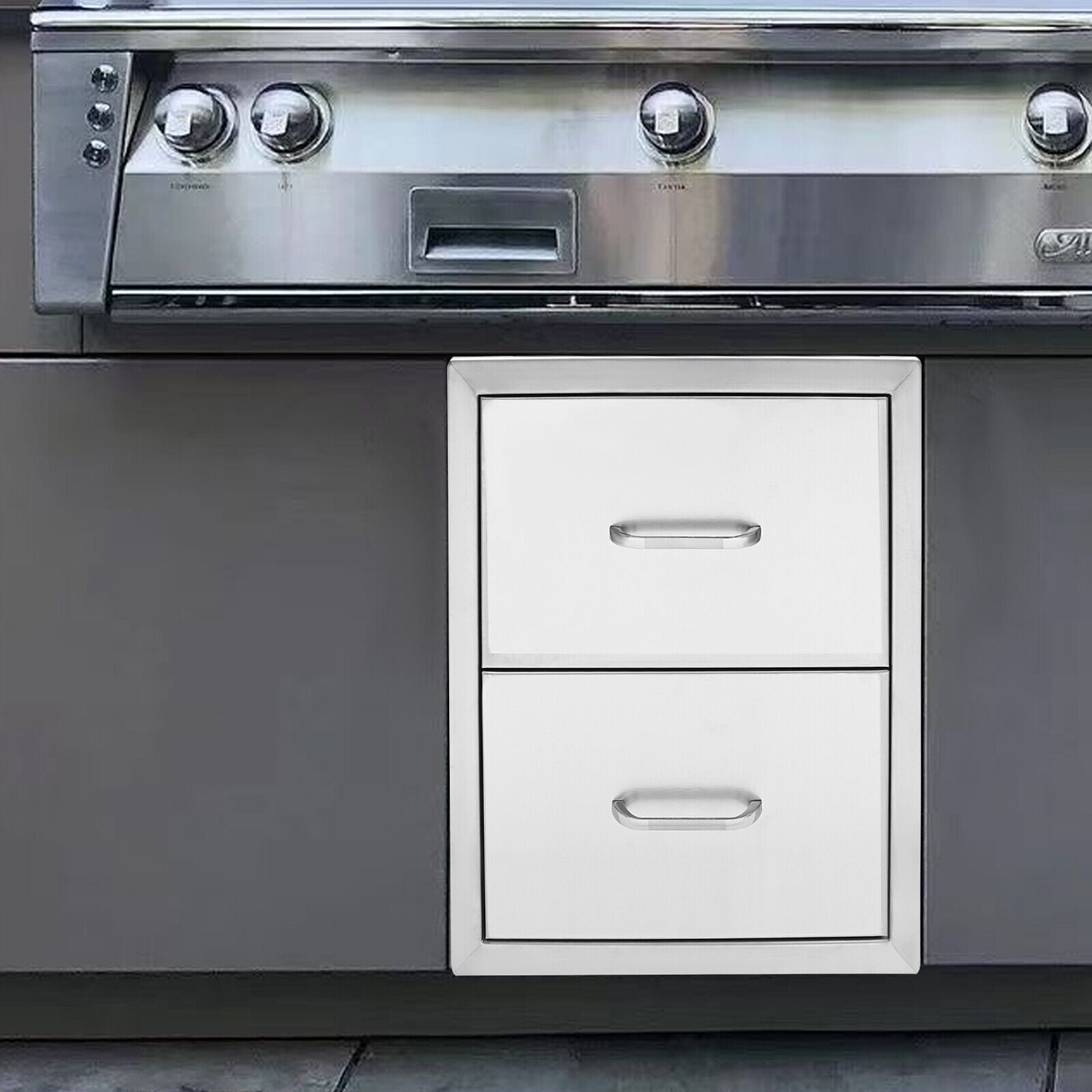 Silver 201 Stainless Steel Outdoor Kitchen Drawers, BBQ Island Drawers ...