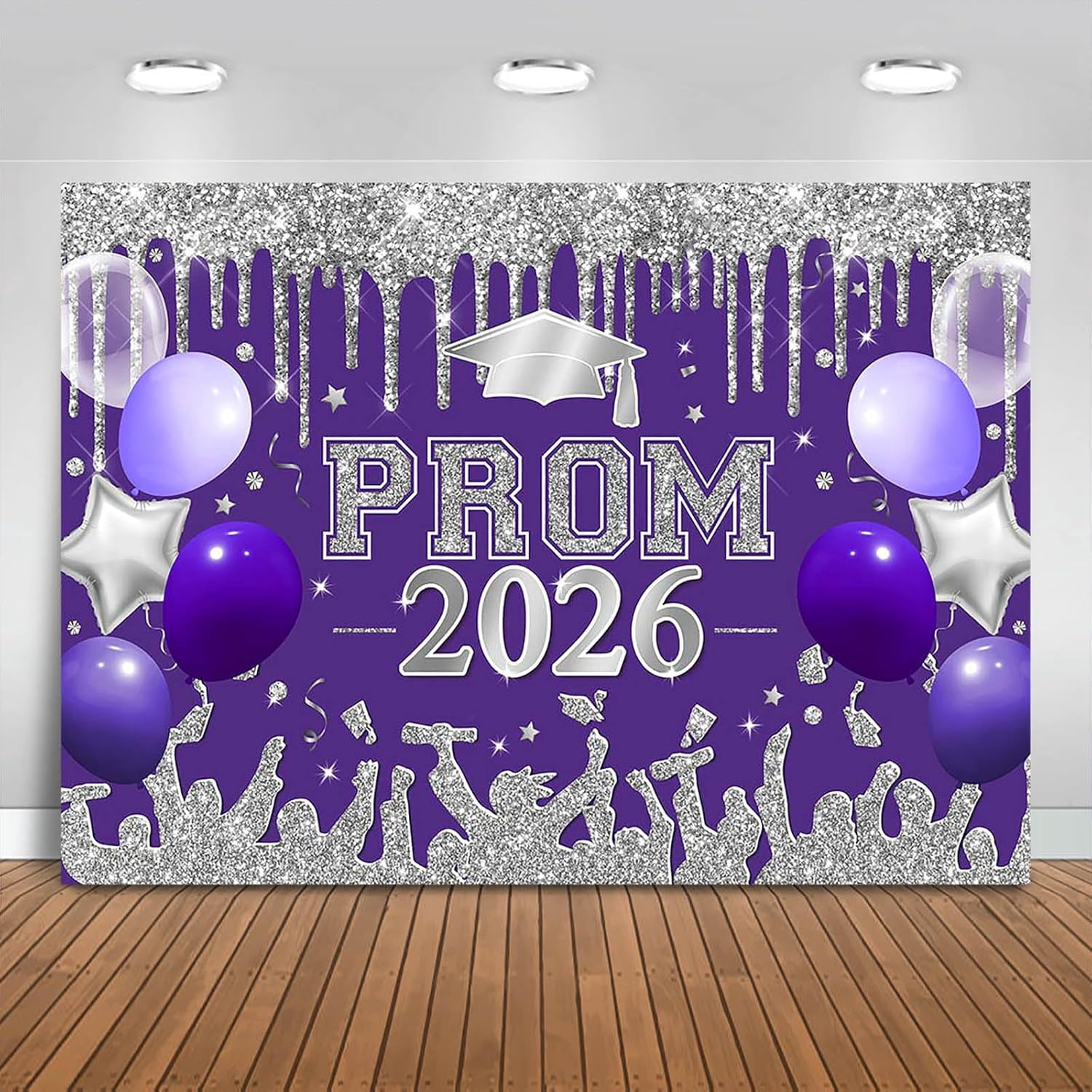 Silver 2026 Graduation Backdrop Class of 2026 Congratulate Graduate ...