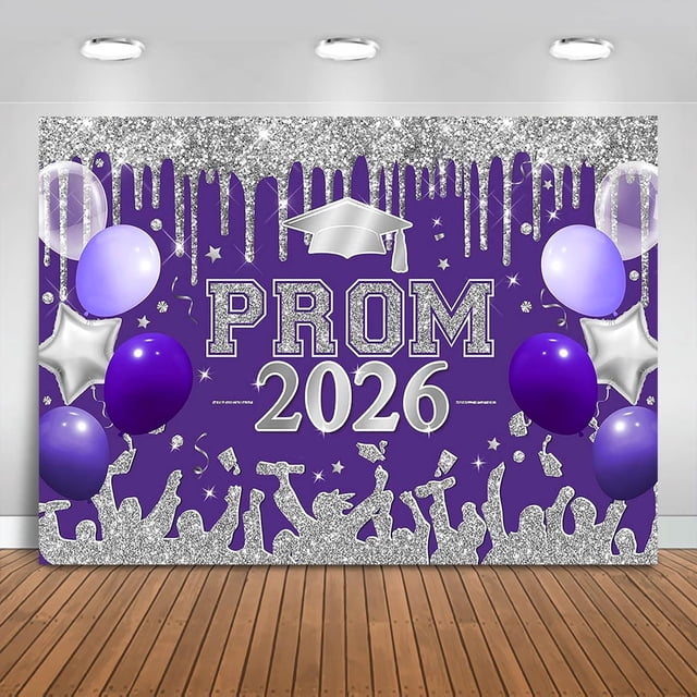 Silver 2026 Graduation Backdrop Class of 2026 Congratulate Graduate ...