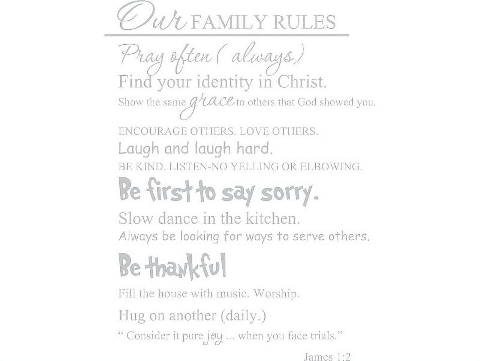 Silver 22" x 29" Our Family Rules... Vinyl wall art Inspirational ...