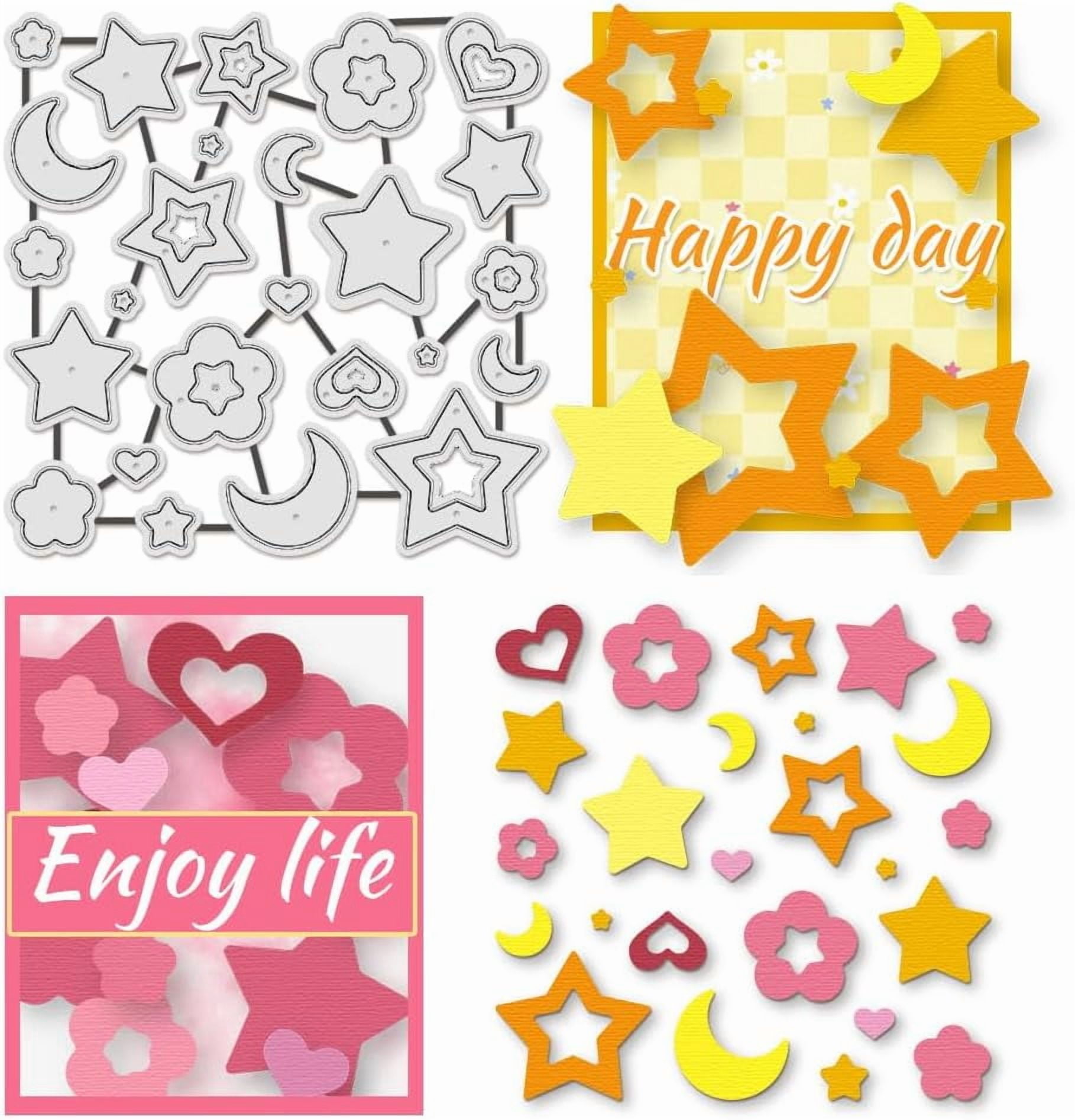 Silver 25Pcs Metal Cutting Dies Star Heart Moon Embossing Stencils ...