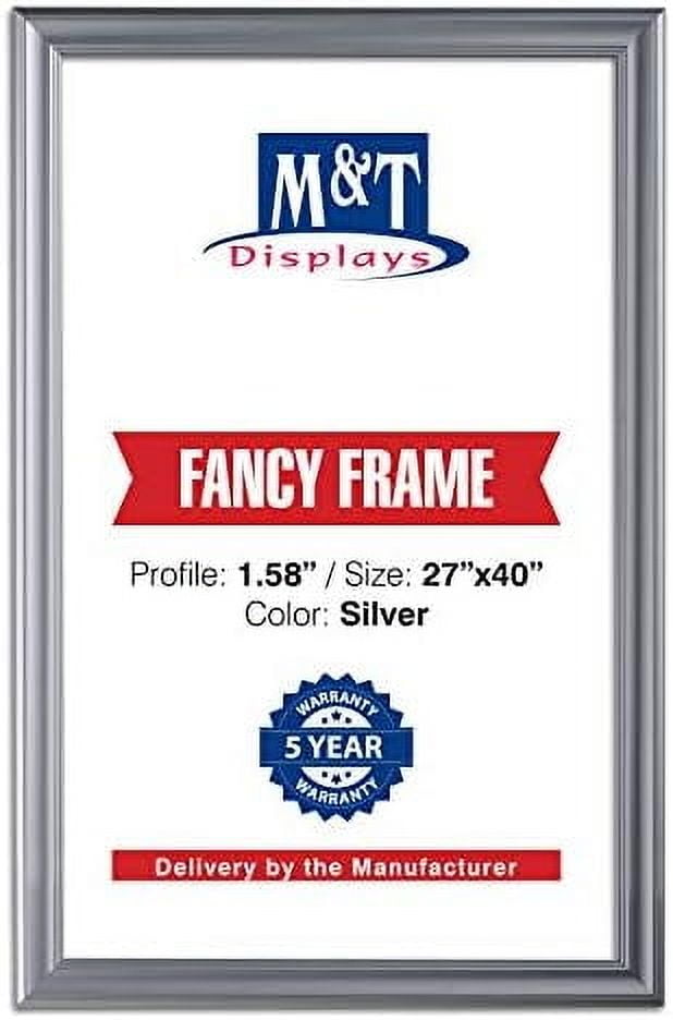 Silver 27x40 Picture Frame Made of 1.58 inches Aluminum Profile Front Loading Wall Mounting ...