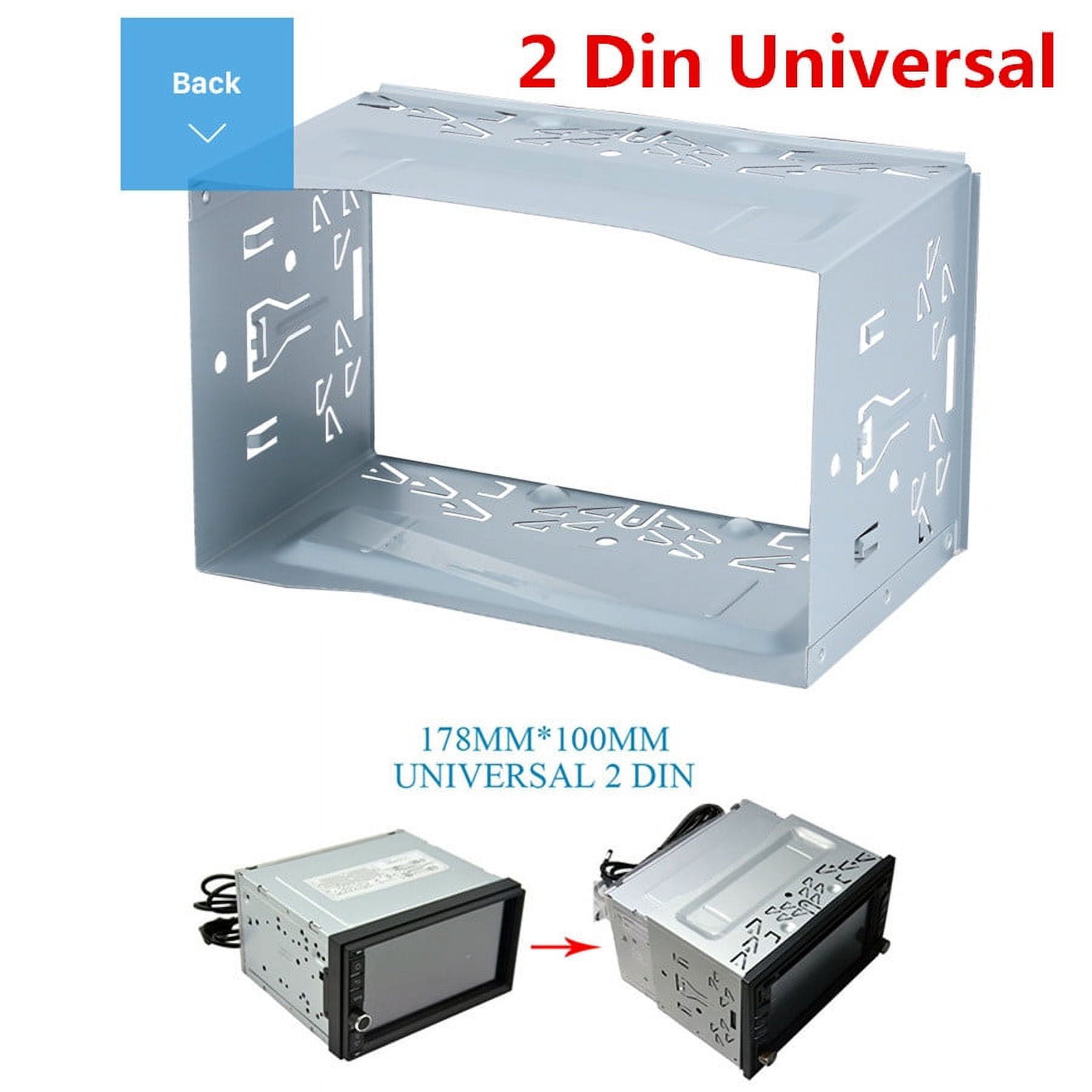 Silver 2Din Universal Metal Car Offroad Stereo Radio Fascia Panel ...
