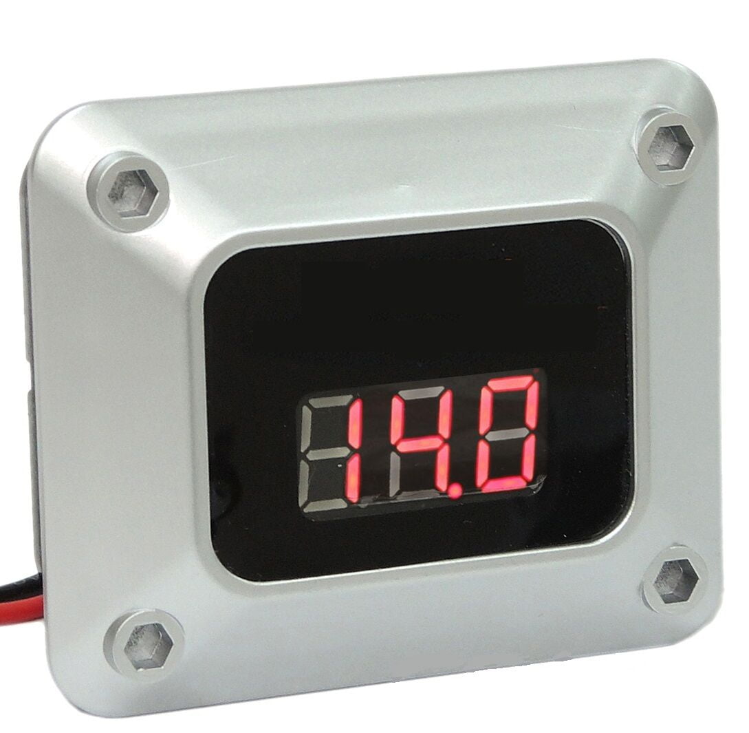 Silver 3 Digit Red LED 12v Rectangle Digital Voltmeter Car Marine RV ...