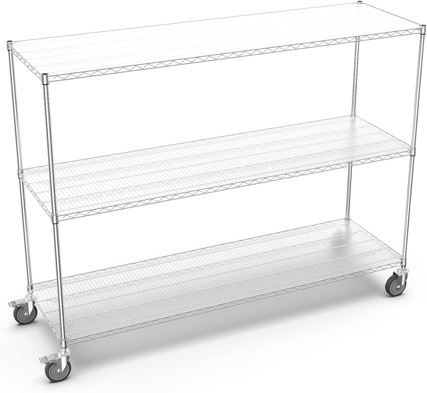 Silver 3 Tier NSF Metal Wire Shelving Units with Shelf Liners, 3000lbs ...