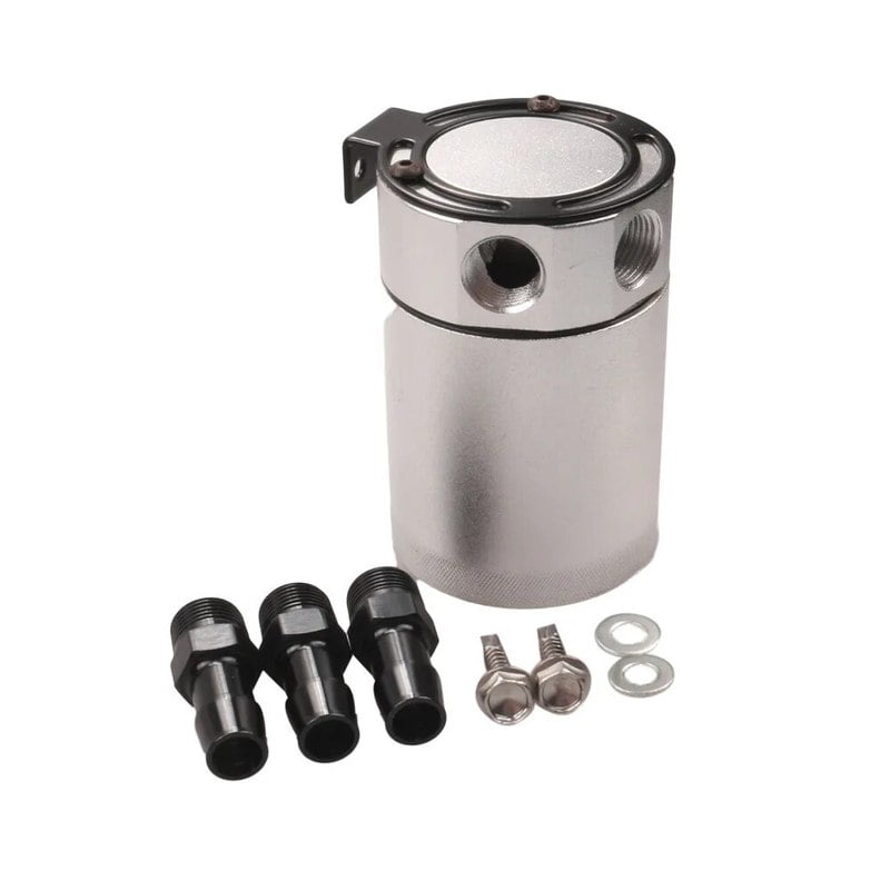 Silver 3 holes-Universal Auto Oil Catch Can Baffled Reservoir Tank Air ...