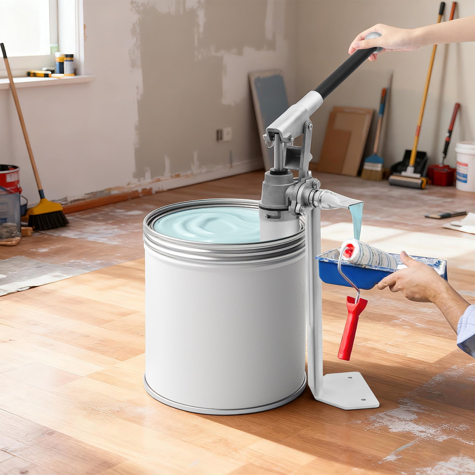 Silver 304 Stainless Steel Paste Liquid Manual Feeding Pump 7x58cm l ...