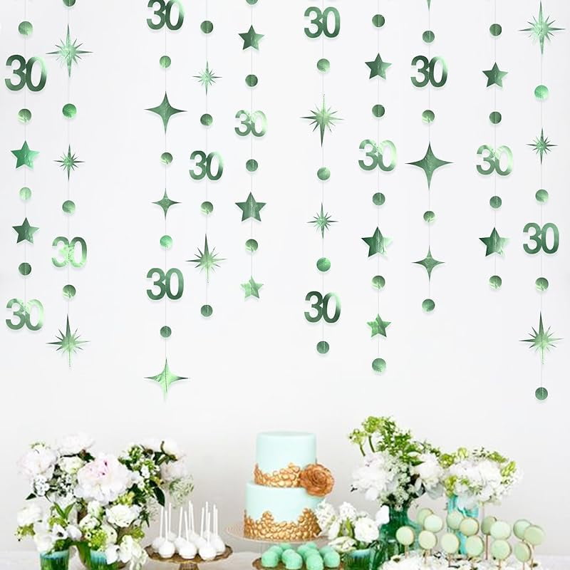 Silver 30th Birthday Decorations Number 30 Circle Dot Twinkle Star ...