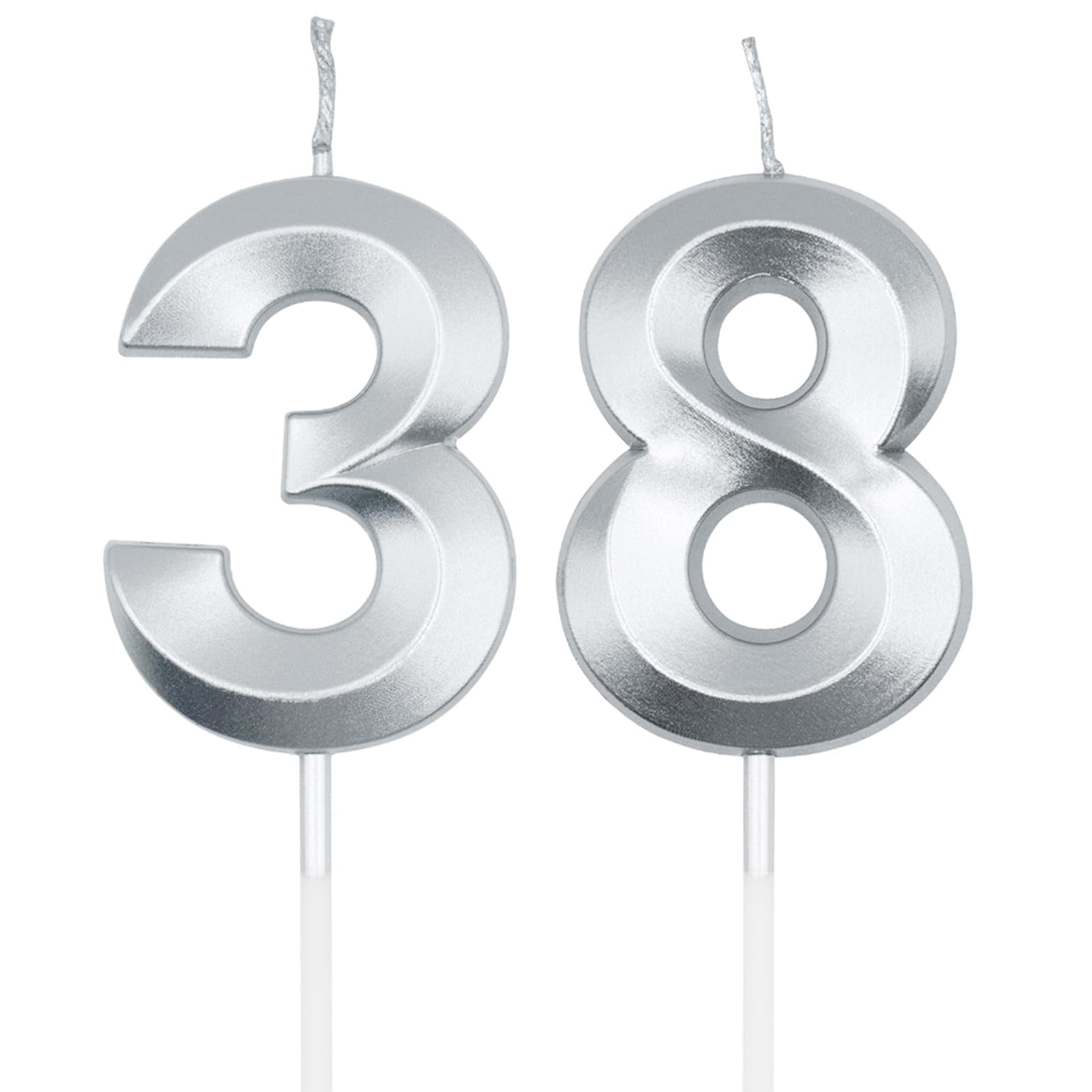 Silver 38th & 83rd Birthday Candles for Cakes, Number 38 83 Candle Cake ...