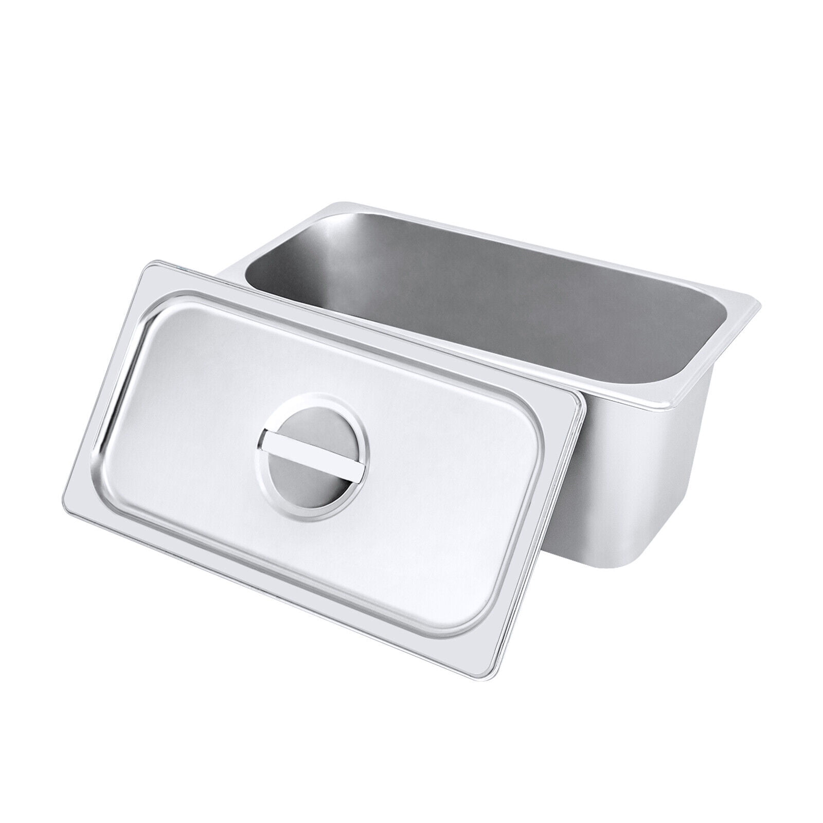 Silver 4 Pack 6" Deep 1/3 Size Stainless Steel Steam Table Pans W/ Lids ...