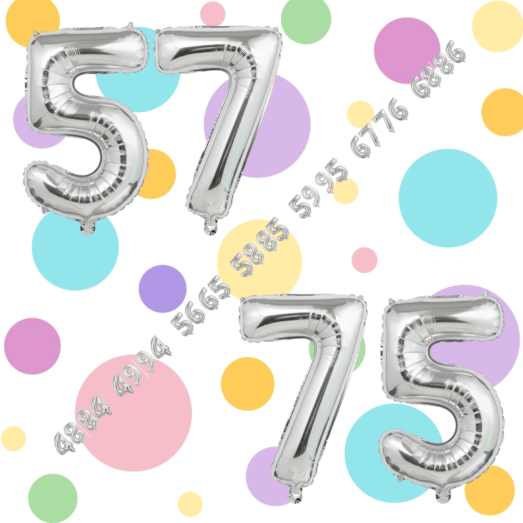 Silver 57/75 Number Mylar Balloon 32" - Self-Seal Helium or Air ...