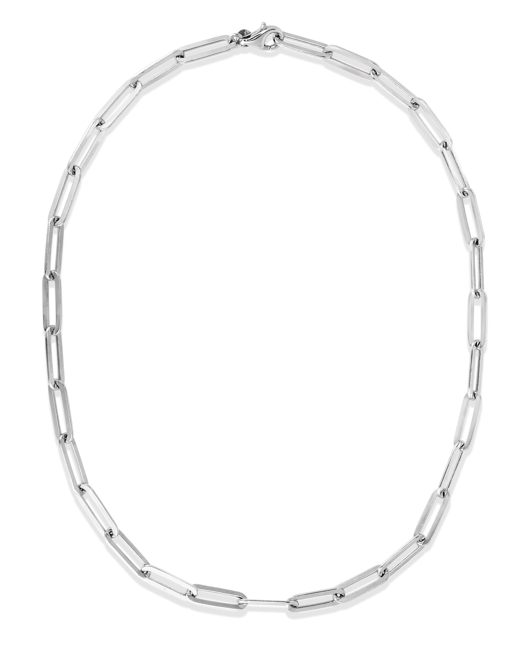 Silver 6MM Flat Paperclip Link Chain Necklace - Walmart.com