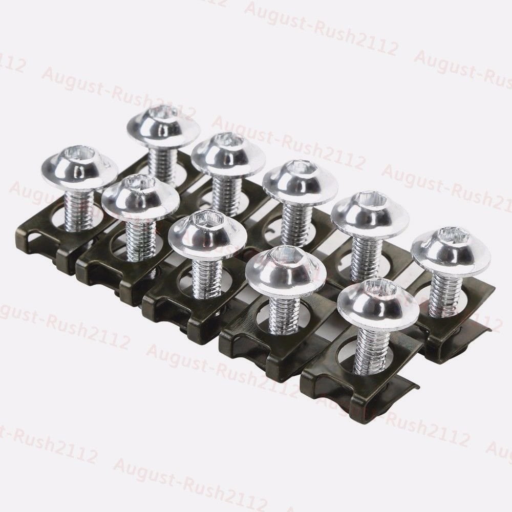 Silver 6mm Fairing Body Work Bolt Kit Screw Spire Speed Fastener Clip ...