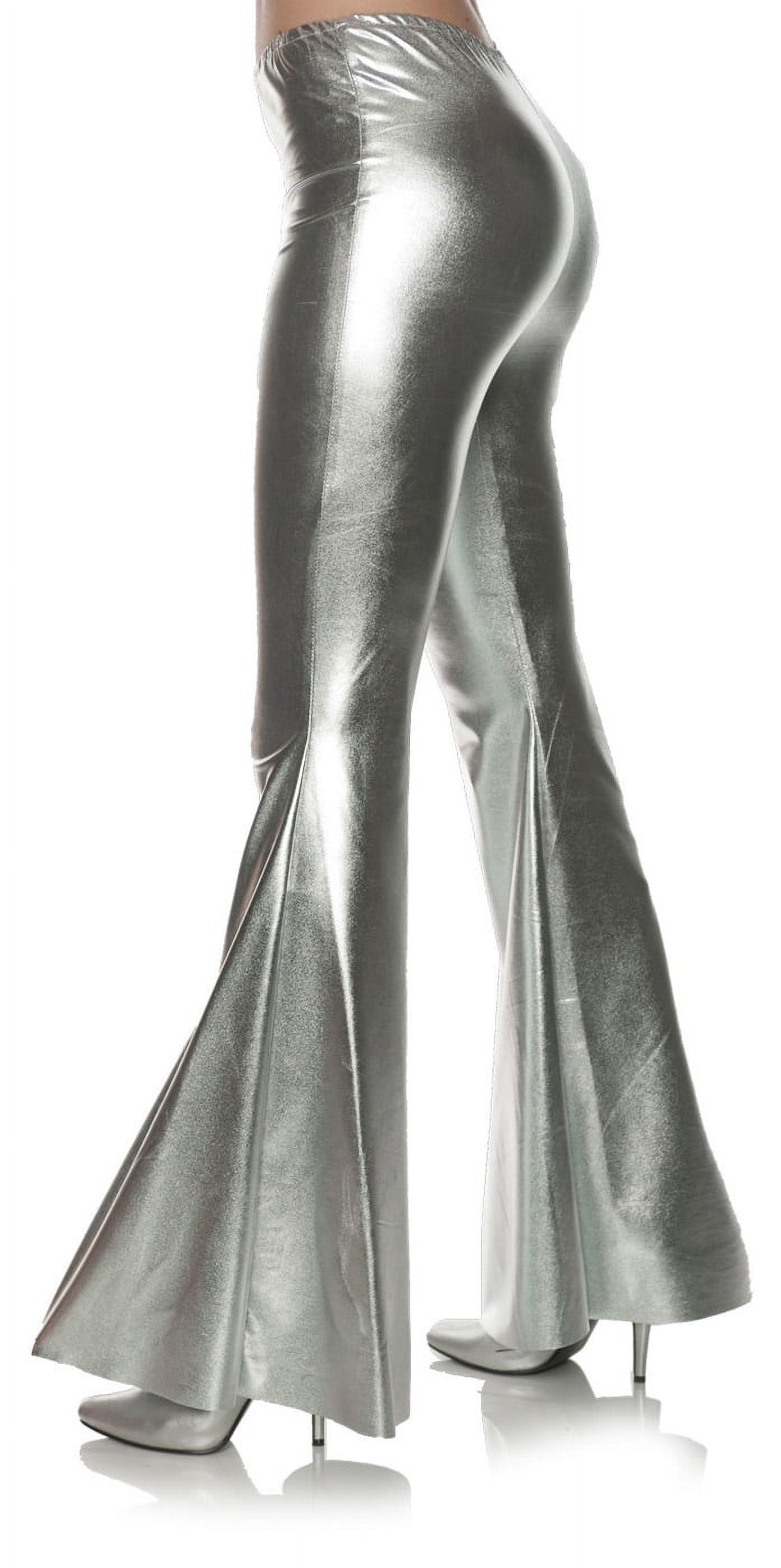 Silver 70S Metallic Womens Adult Disco Costume Bell Bottoms Pants-L/Xl ...