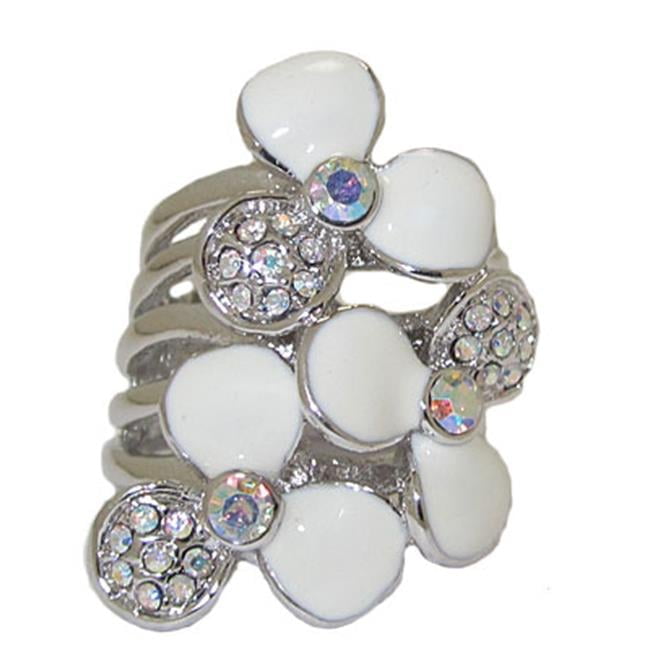Silver AB Crystal and White Epoxy Ring - Walmart.com
