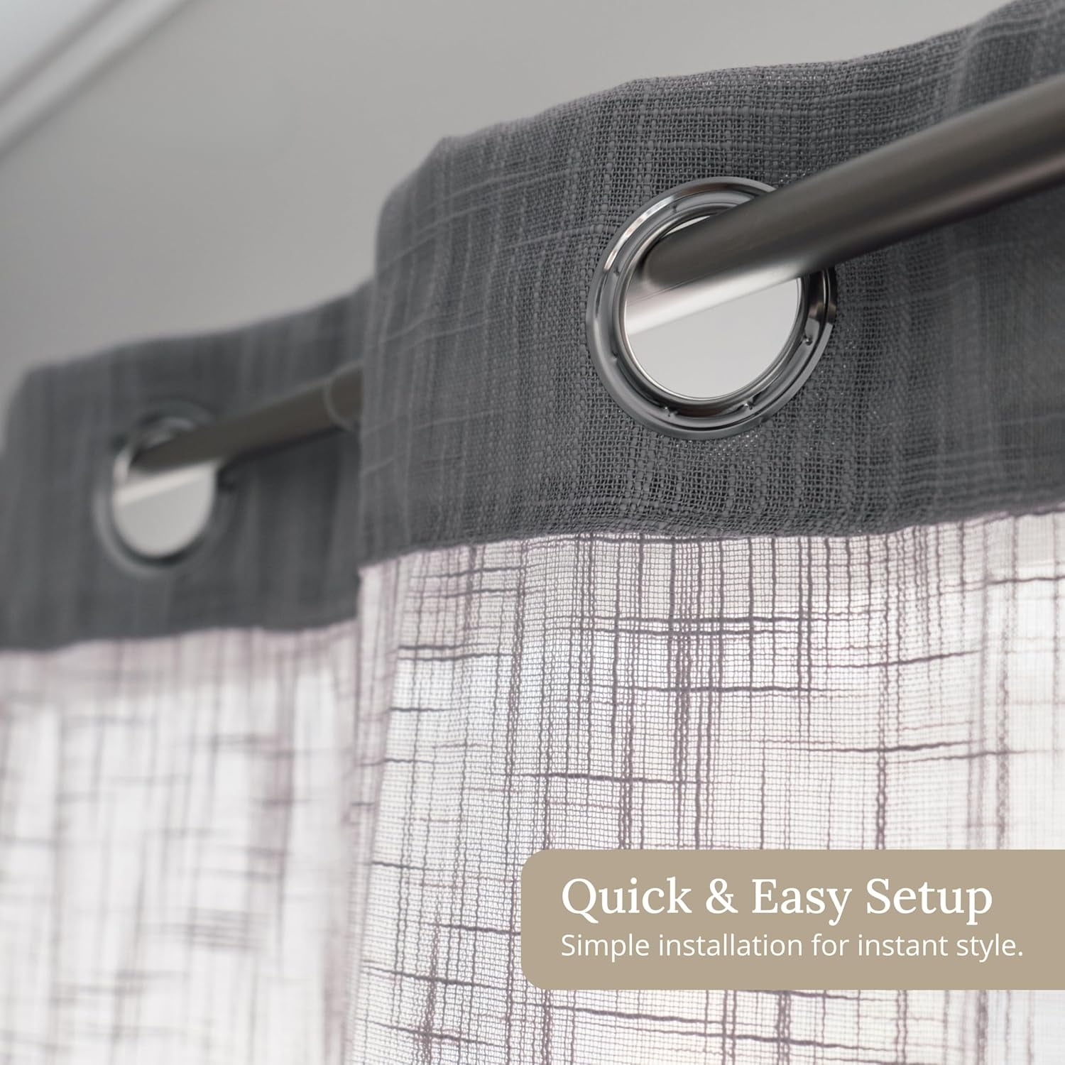 Silver Adjustable Ceiling Mounted Curtain Rod 36–56", Heavy-Duty ...