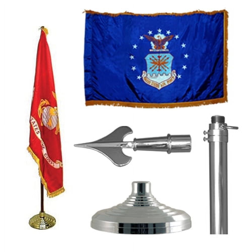 Silver Air Force Indoor Flagpole Kit - 8ft Pole - Army Spear - Walmart.com