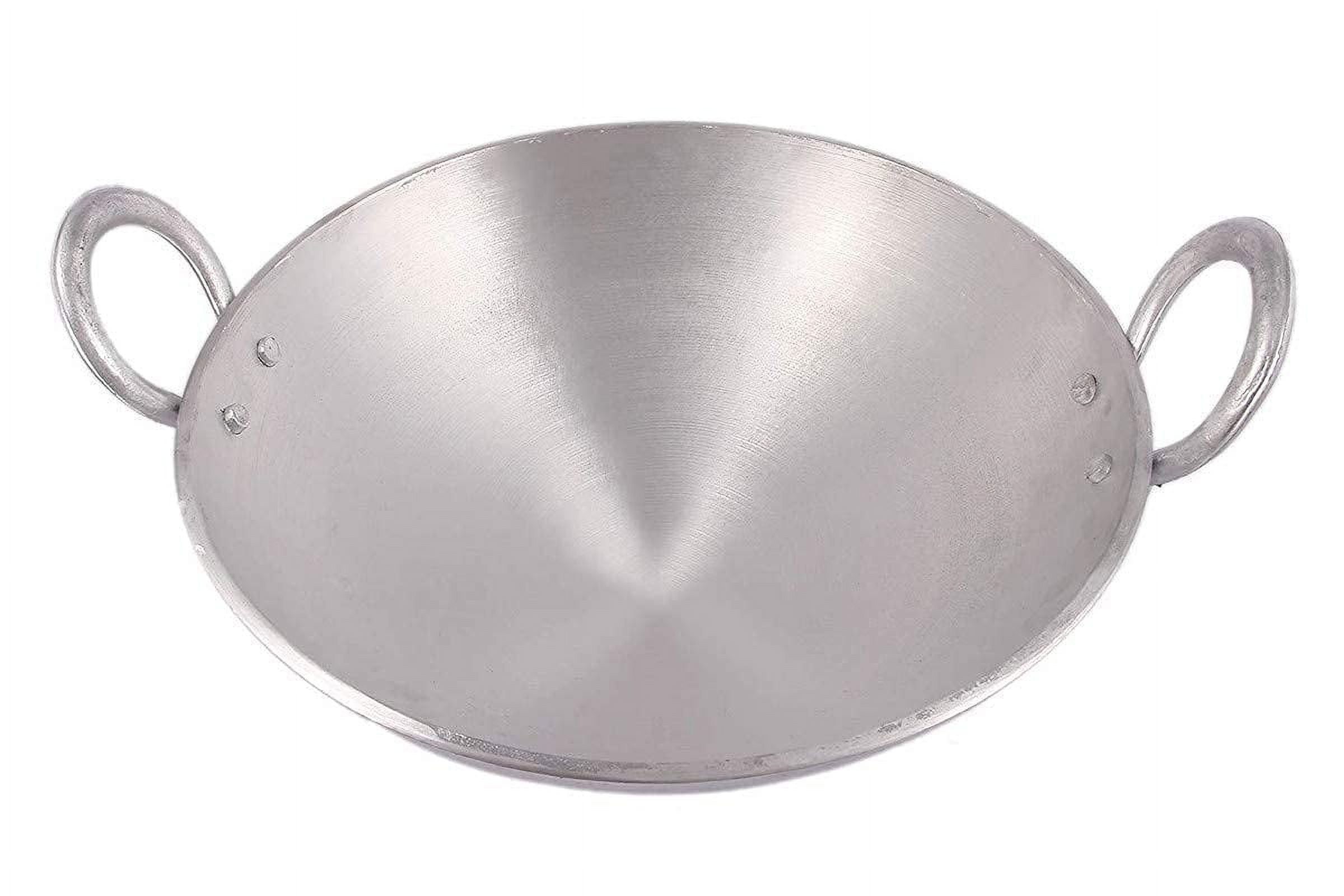 Silver Aluminium Kadhai With Handle 3 Liters - Fry Kadai For Cooking ...