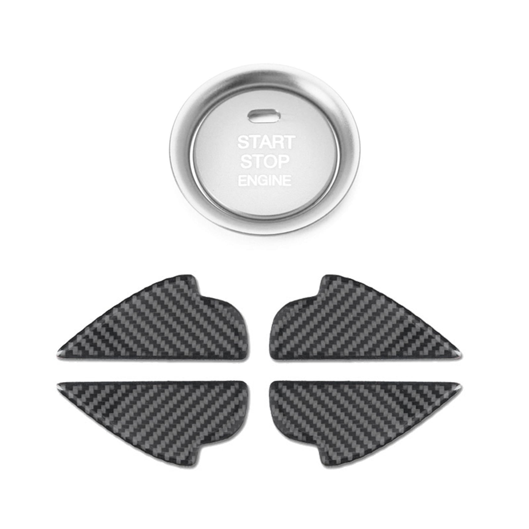 Silver Aluminum Keyless Engine Push Start Button with Carbon Fiber ...