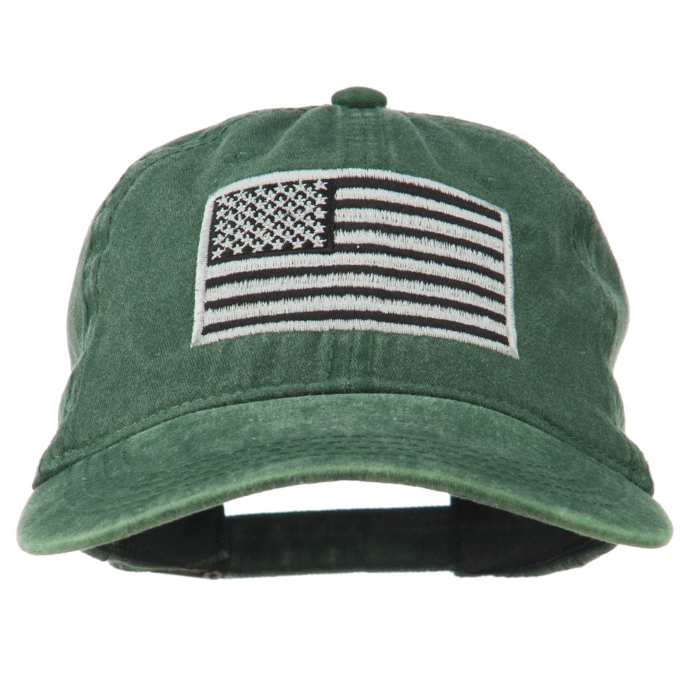 Silver American Flag Embroidered Washed Cap - Dark Green OSFM - Walmart.com