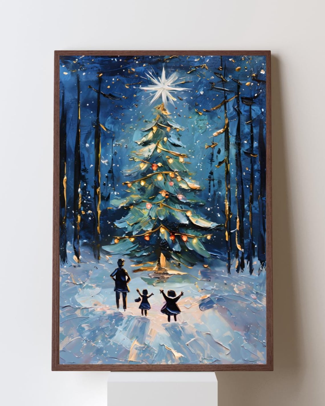 Silver And Gold Tree Poster, Winter Night Wall Art, Cozyhome Winter ...