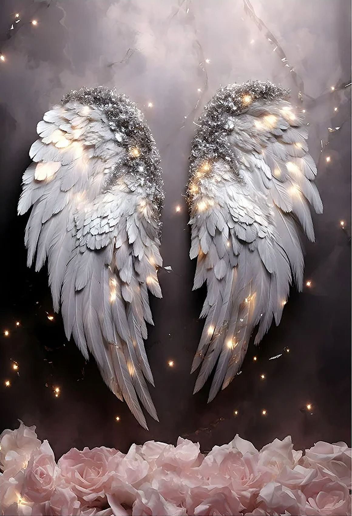 Silver Angel Wings Flowers Adult Birthday Party Maternity Portrait r ...