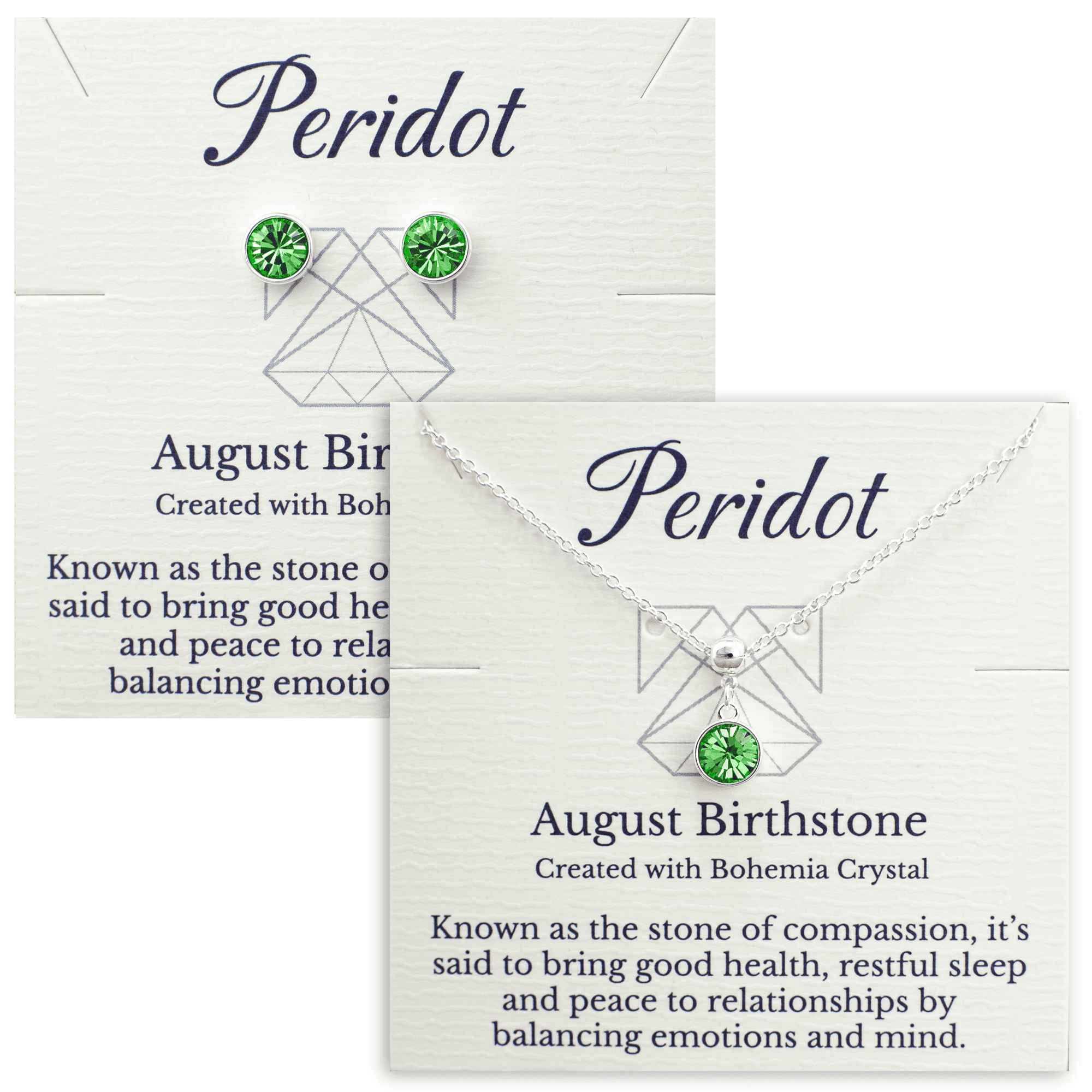 Silver August Birthstone Necklace and Stud Earrings Set with Bohemian ...