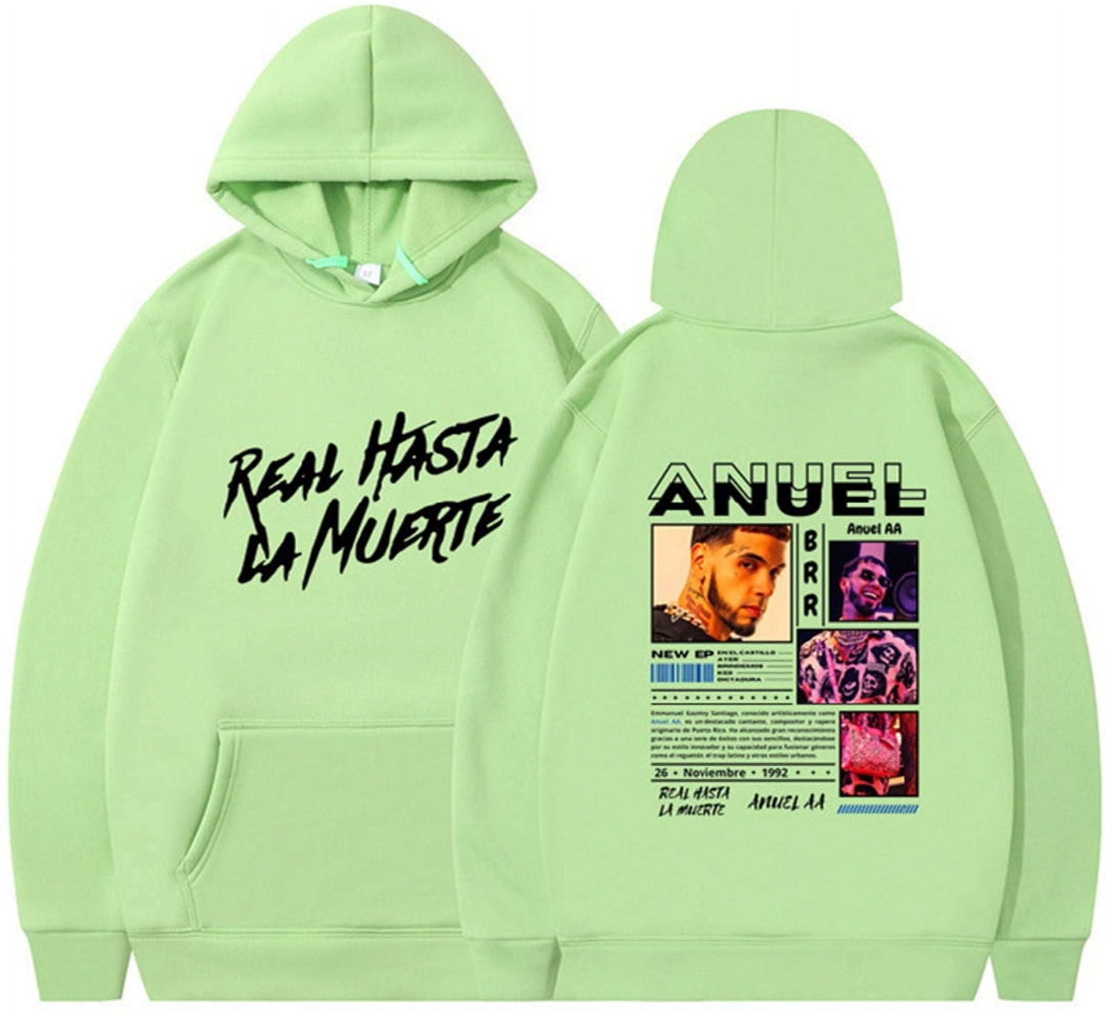 Silver Basic Hip Hop Fashion Pullover Anuel Printed Oversize Hoodie ...