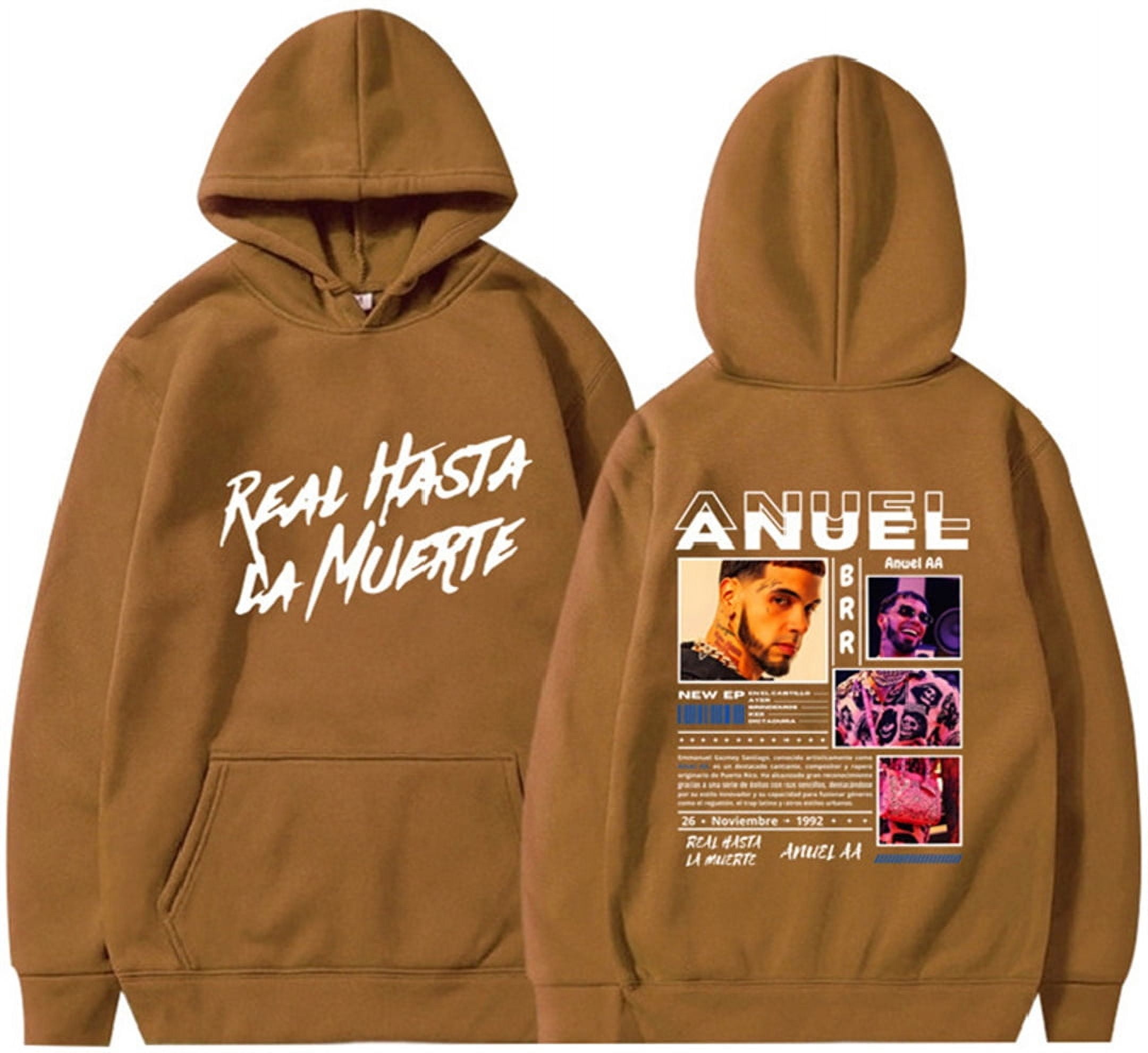 Silver Basic Hip Hop Fashion Pullover Anuel Printed Oversize Hoodie ...